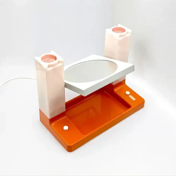 Gorgeous 70s Vanity Mirror with Lights – Orange Retro Style