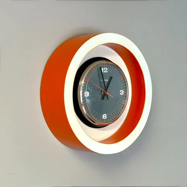 Orange Space Age Wall Clock Astra Italy 1970s - natavintage.com