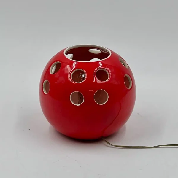 Vintage 70s Ceramic Lamp Made in Italy in Vibrant Red